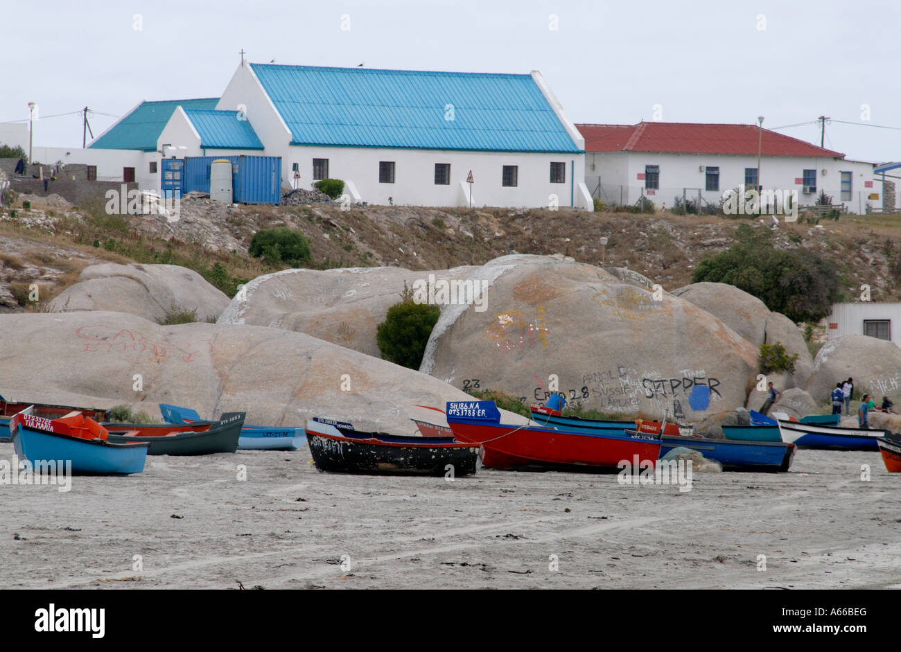 Houses in the fishing village of Paternoster including the church are ...