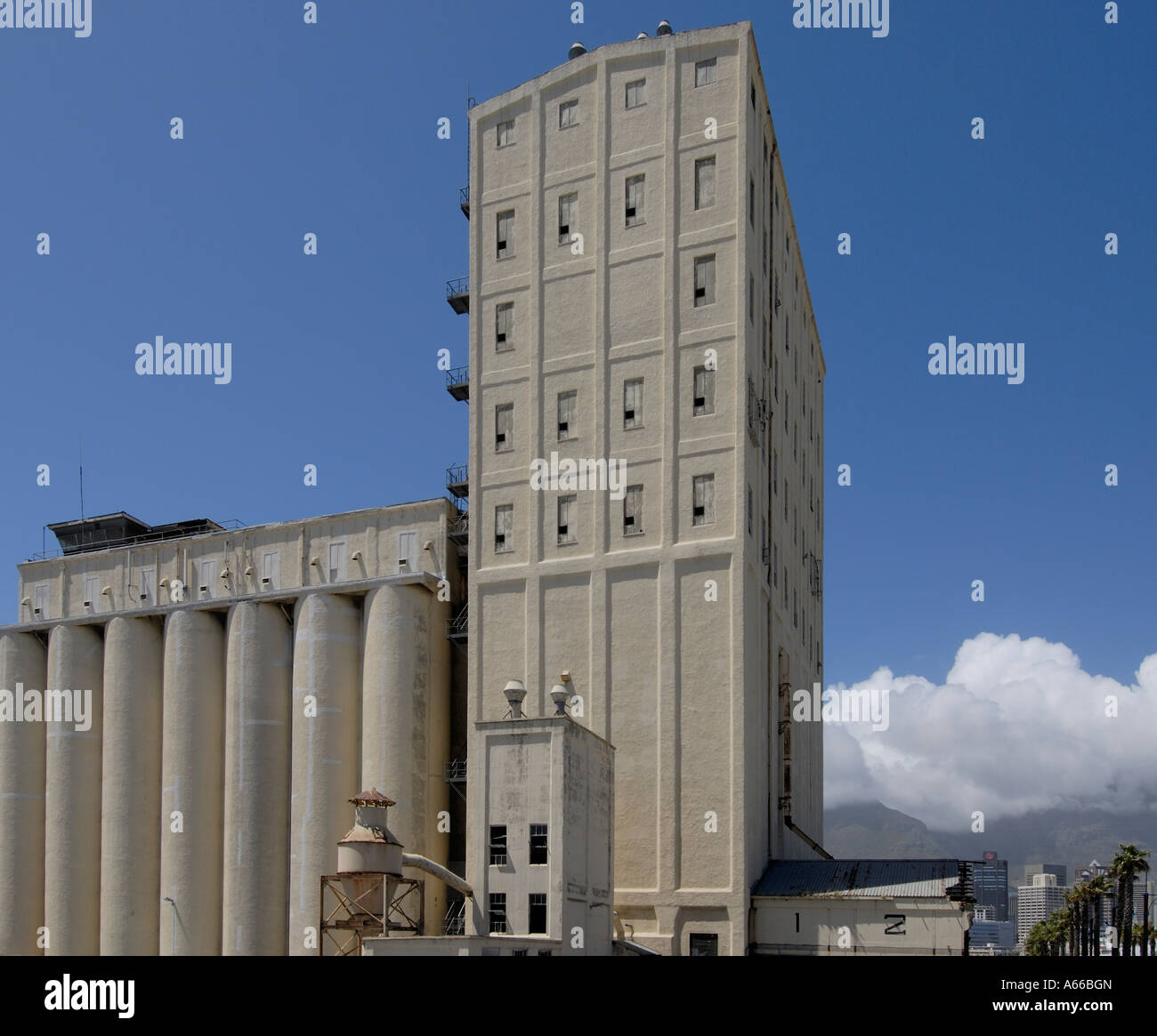 The giant grain elevator and storage tanks built in the 1920s on the ...