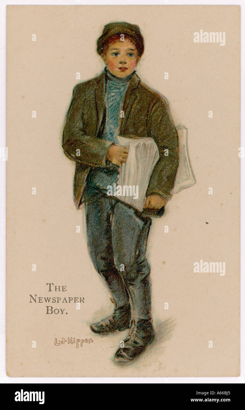 Newspaper Boy C 1905 Stock Photo - Alamy