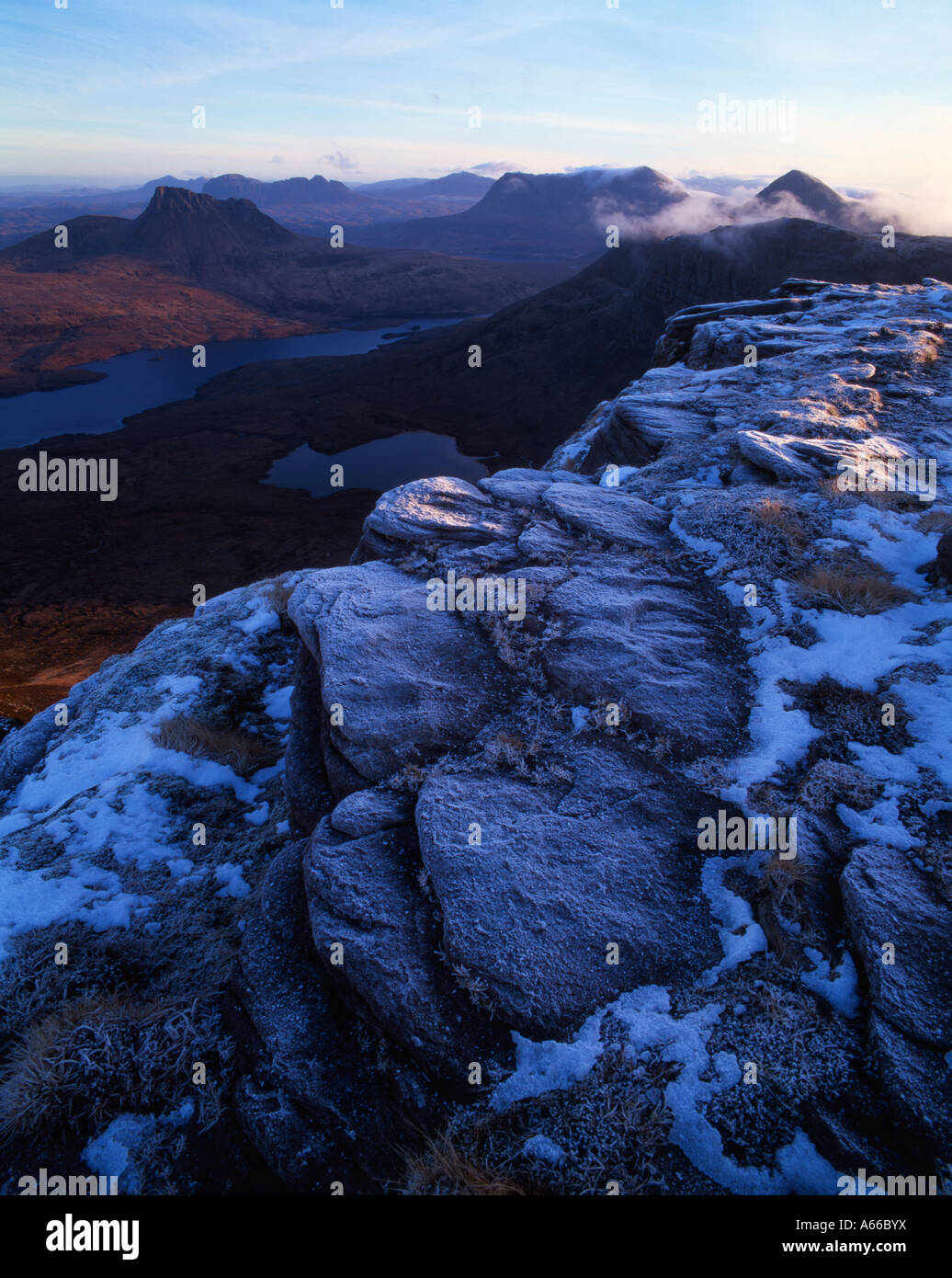 Inverpolly national nature reserve viewed from the summit of Ben Mor ...