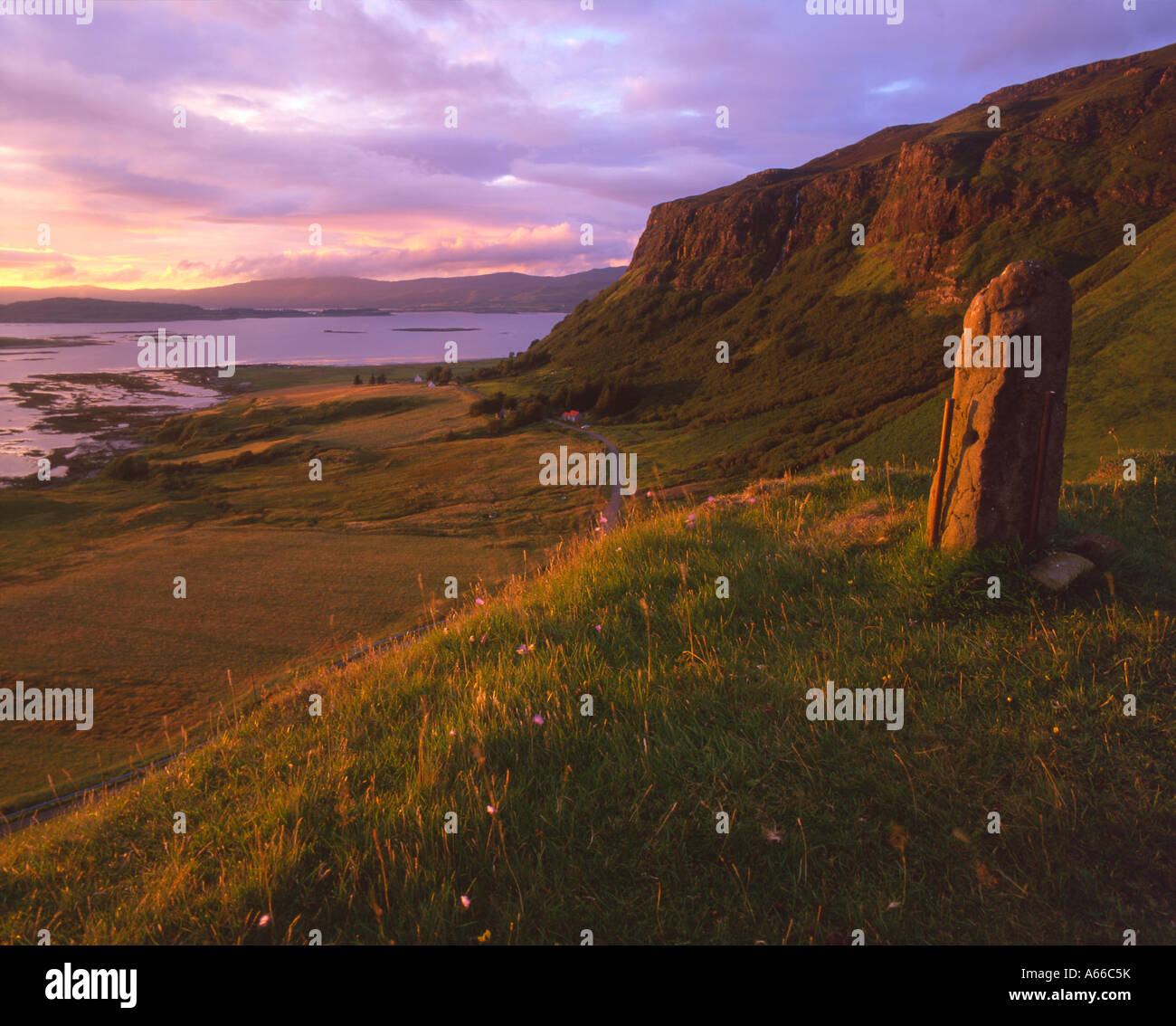 Evening light across the Gribun cliffs with Loch na Keal, Isle of Mull ...