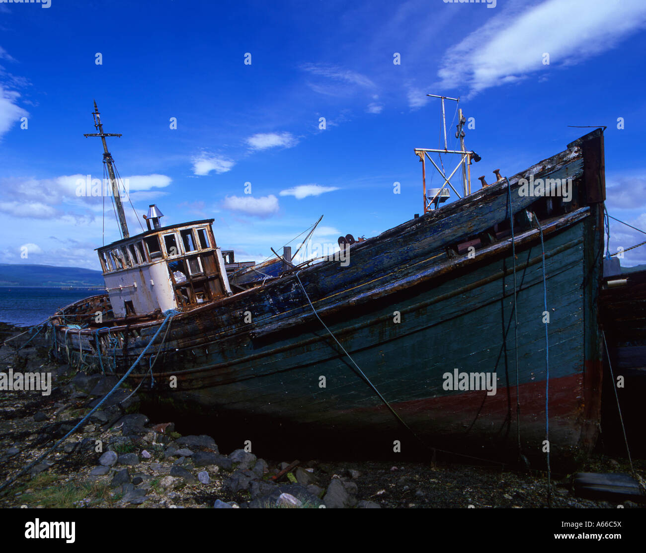 Grounded, decaying boats near Salen, Isle of Mull, Scotland Stock Photo ...
