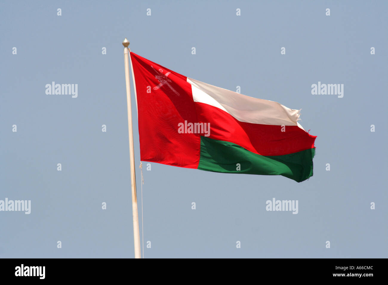 Flag of the Sultanate of Oman, waving in the wind, Sur, Oman Stock ...