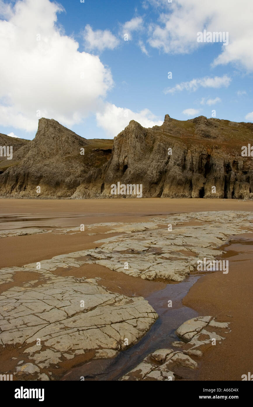 Cliffs and beach at Mewslade Bay, Gower SouthWales Stock Photo - Alamy