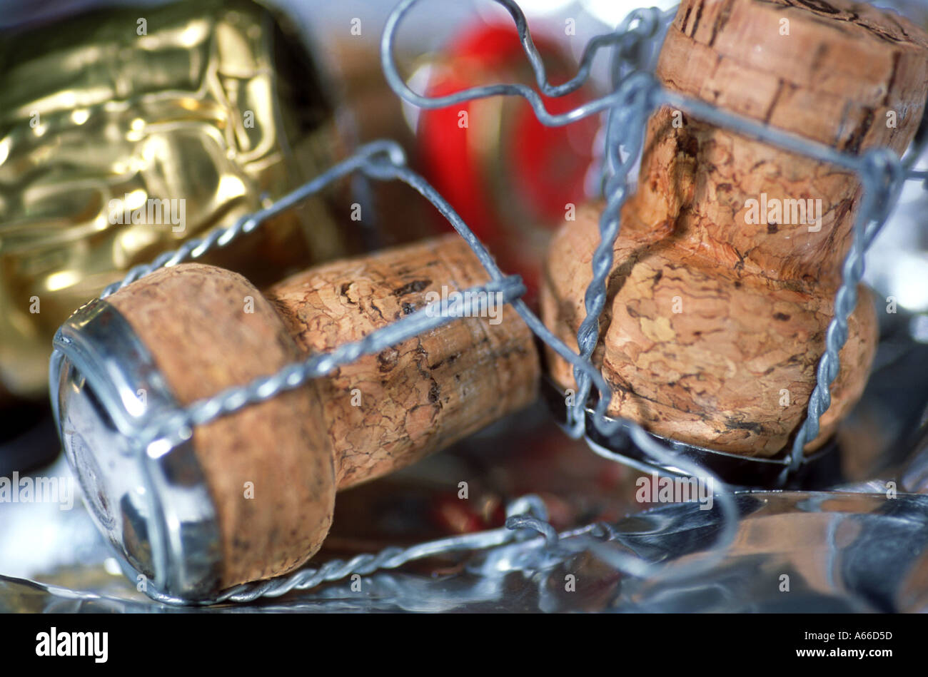 Champagne bottle corks and wires Stock Photo - Alamy