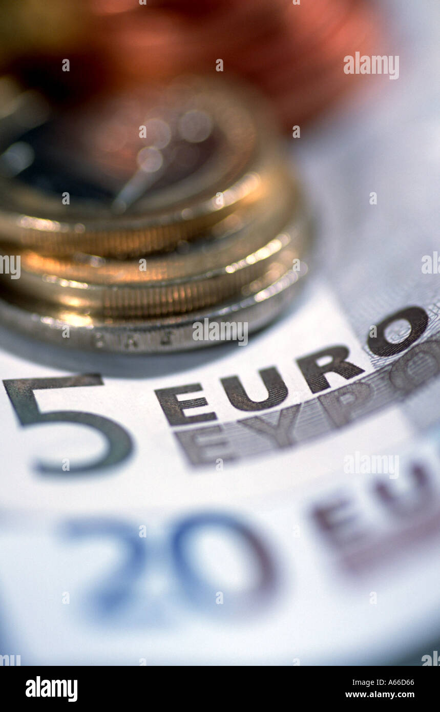 Euro notes and coins Stock Photo - Alamy