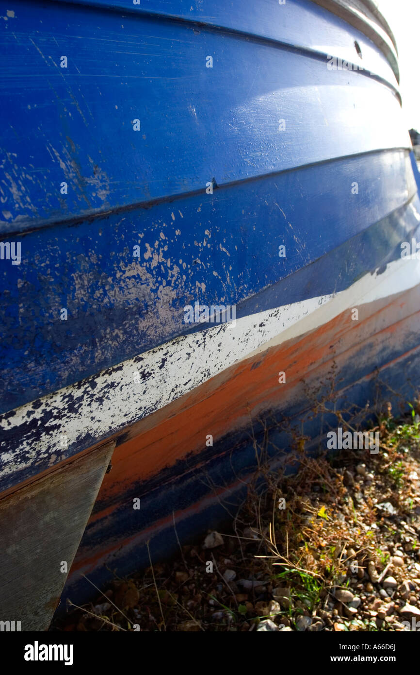 Blue hull of fishing boat, whitstable kent Stock Photo - Alamy
