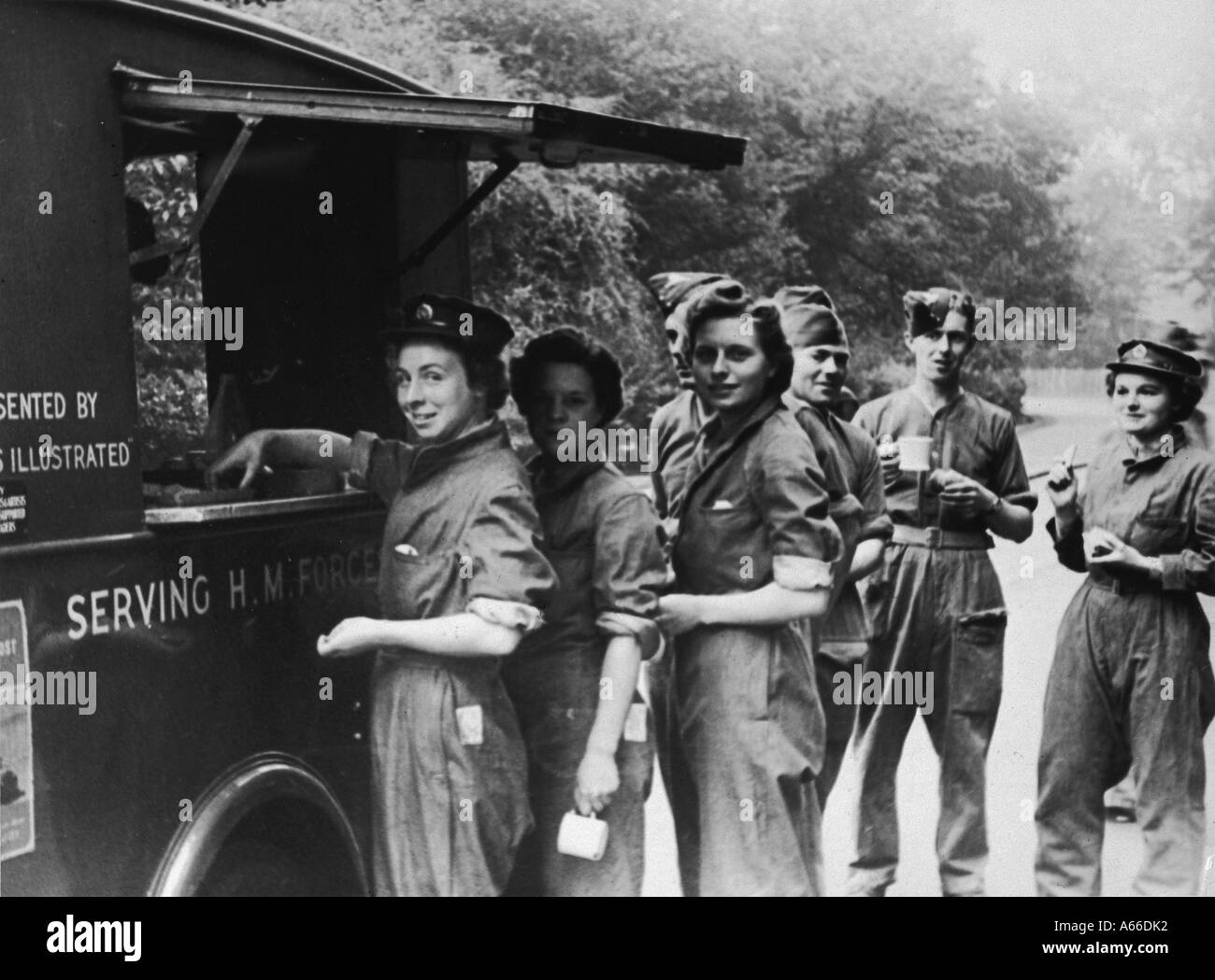 Wwii Ats In Tea Queue Stock Photo - Alamy