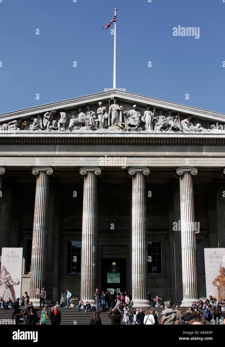 The main entrance to The British Museum in central London Stock Photo ...