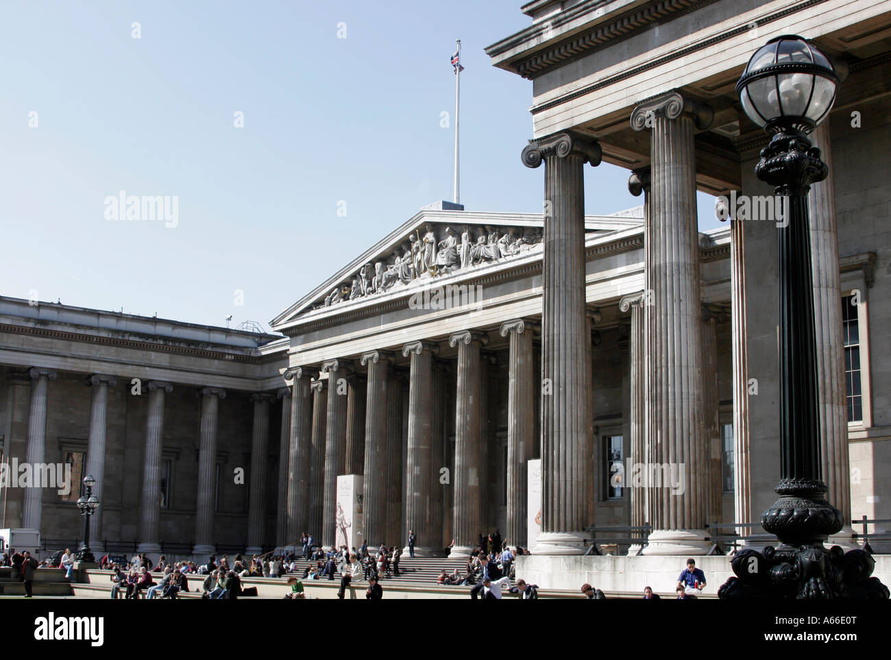 The main entrance to the British Museum in central London Stock Photo ...