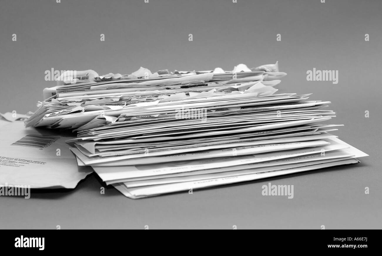 Mail letters pile Black and White Stock Photos & Images - Alamy