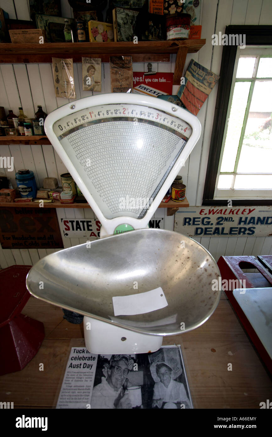 OLD SET OF MEASURING SCALES IN A SHOP VERTICAL BAPDB10232 Stock Photo ...