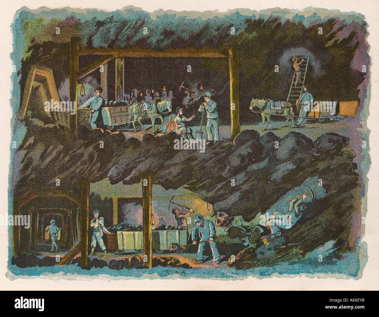 Mine Workings 1880s Stock Photo - Alamy