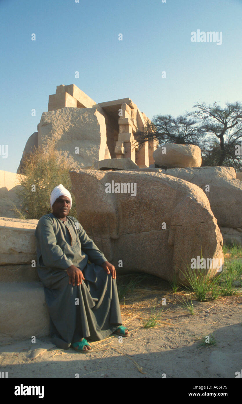 Egyptian Guide at The Ramesseum Stock Photo - Alamy