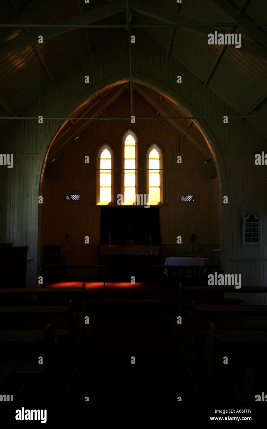 INSIDE OLD CHURCH WITH STAINED GLASS WINDOWS VERTICAL BDB10364 Stock ...