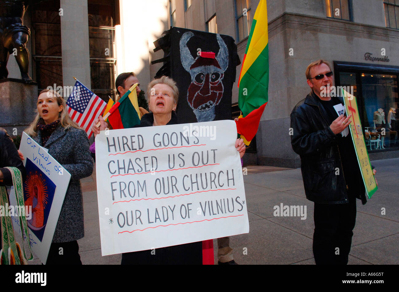 Parishioners from Our Lady of Vilnius Church protest in front of St ...