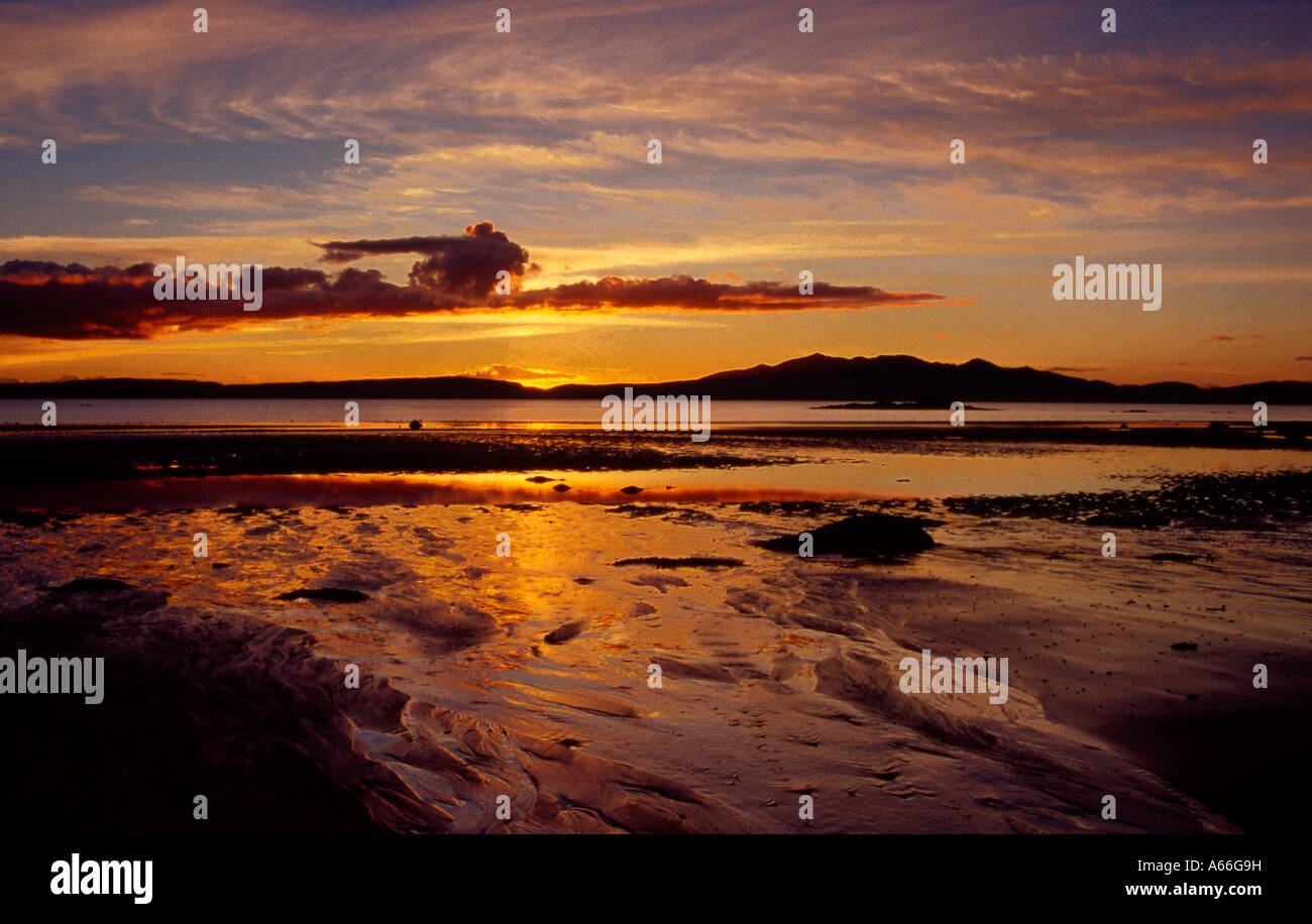 Golden Sunset over Arran from Ardrossan Stock Photo - Alamy
