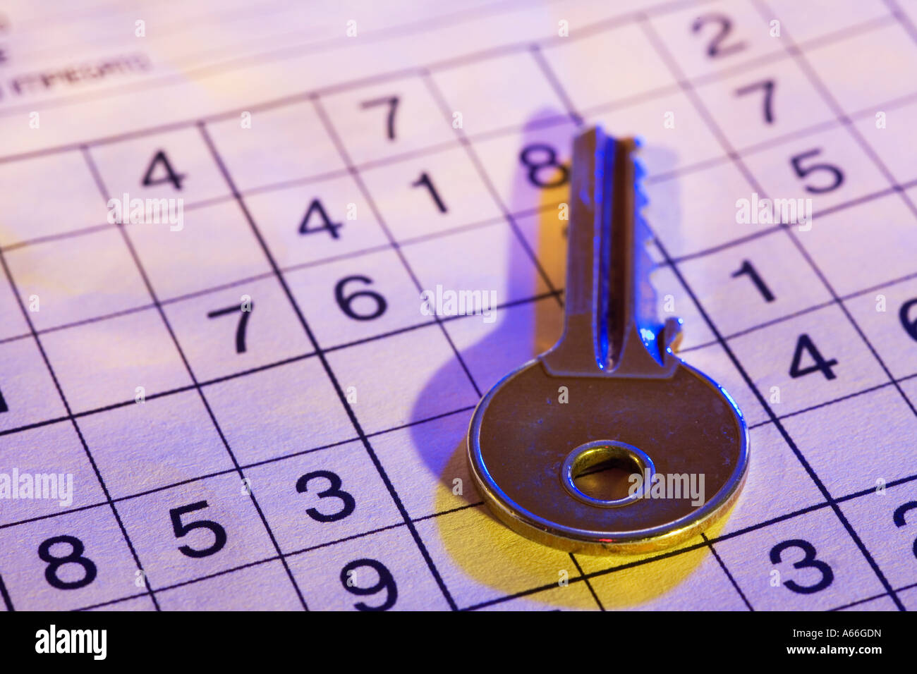 Key on a sudoku magazine Stock Photo - Alamy
