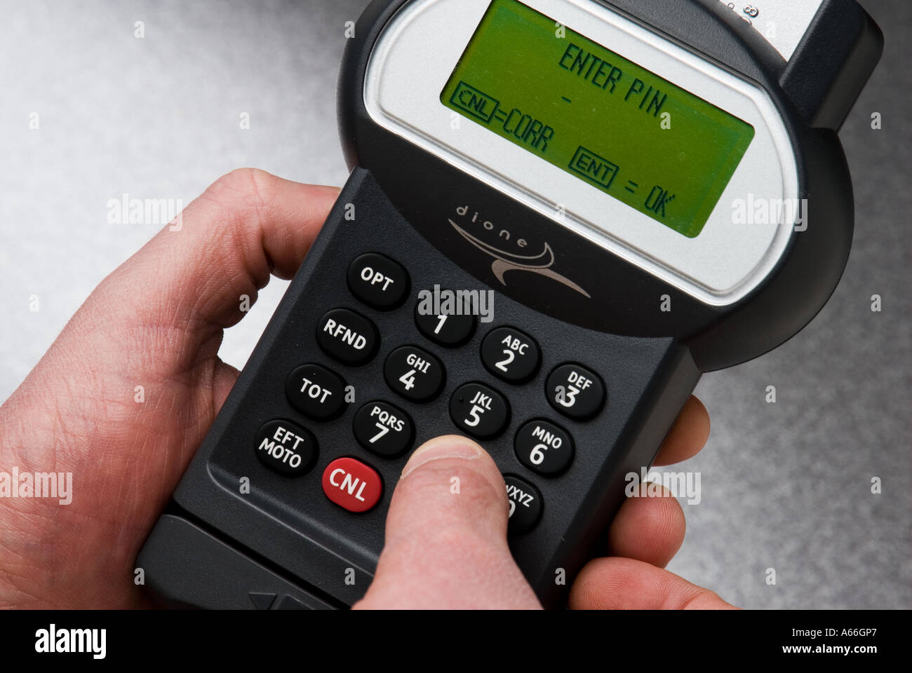 Chip & pin keypad transaction Stock Photo - Alamy