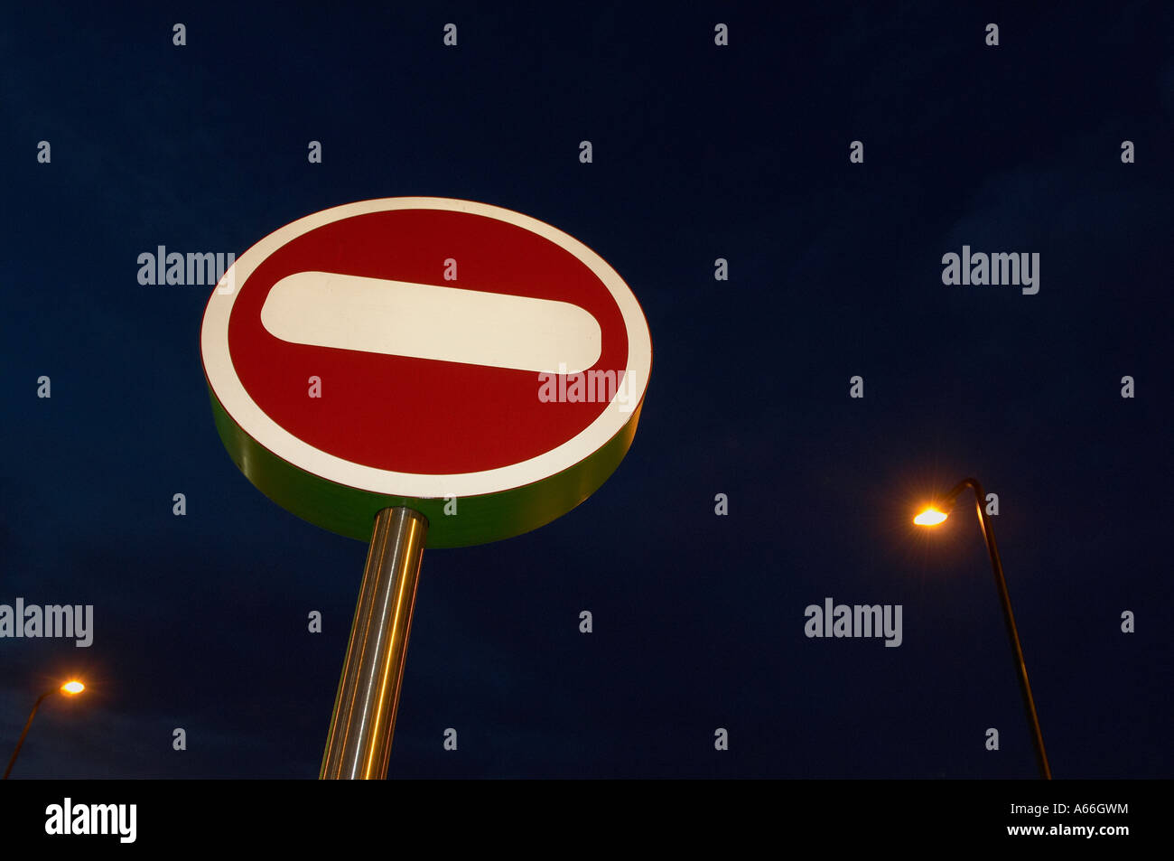 No entry sign at night Stock Photo - Alamy