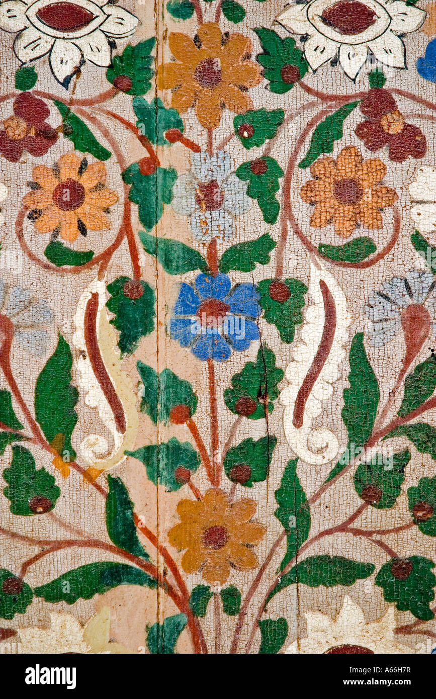 Islamic art painted floral decorated panel in the Bahia palace ...
