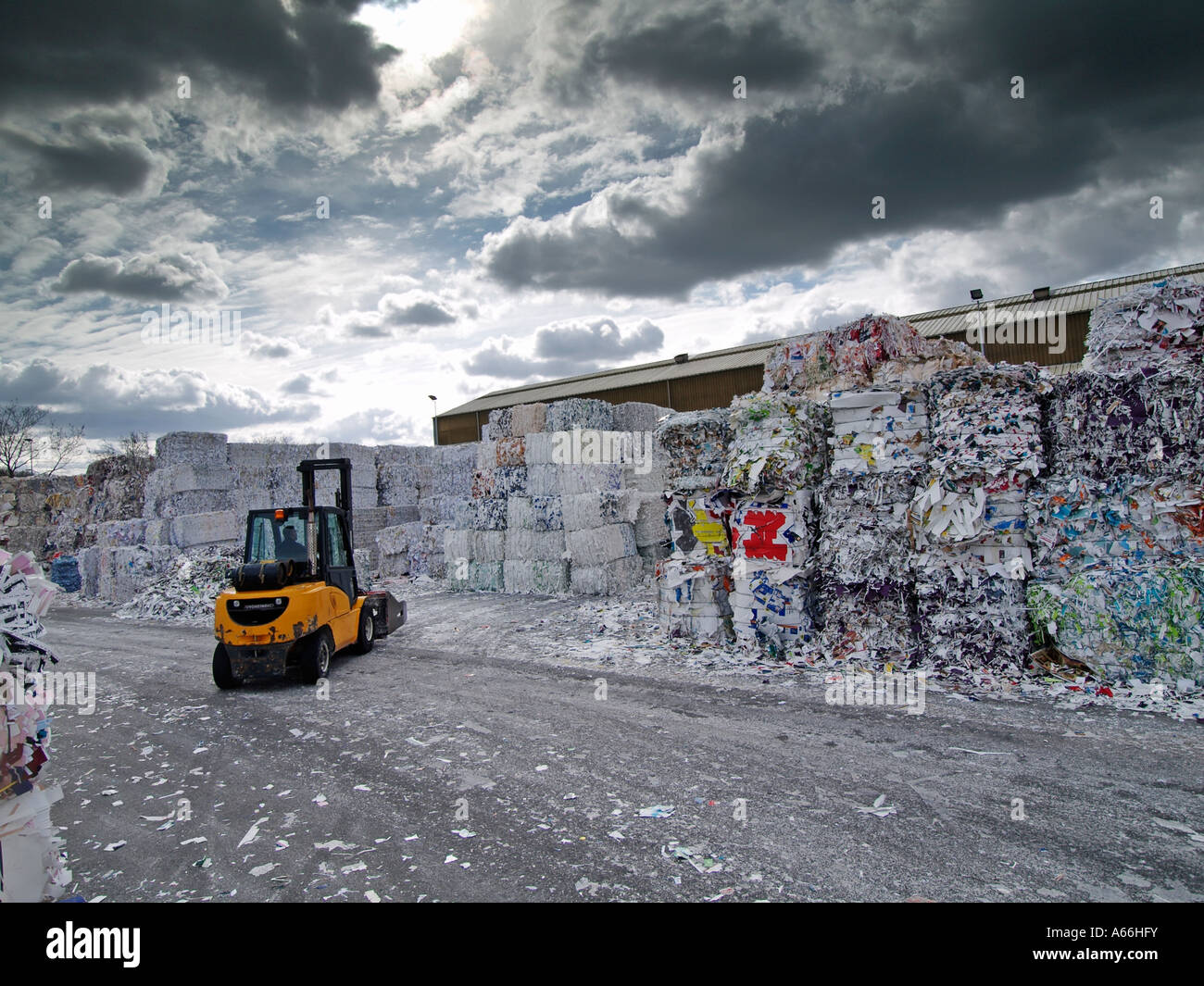 Large waste paper storage the raw material for new paper at a paper ...