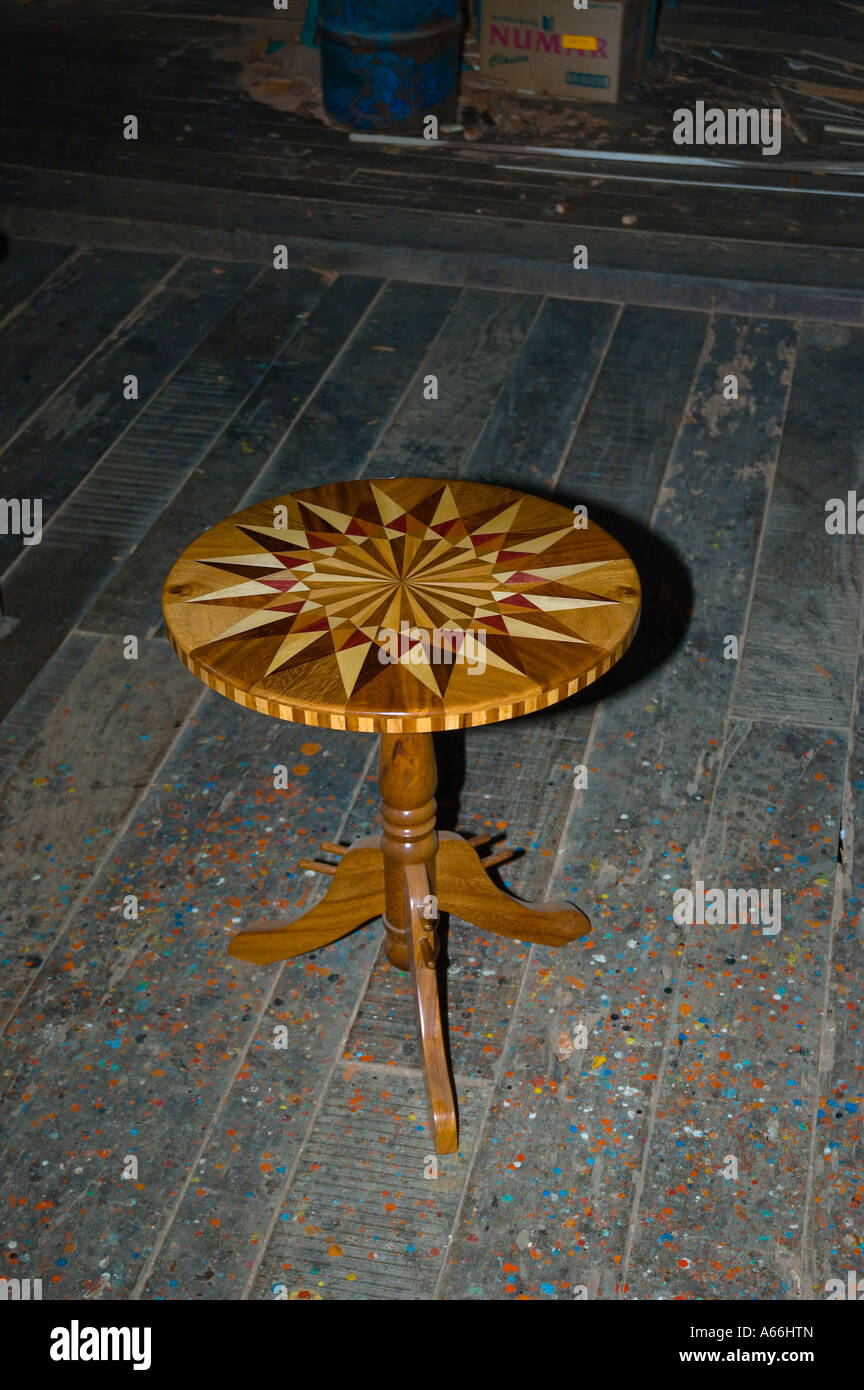 Inlaid Wood Table, Costa Rica Stock Photo - Alamy