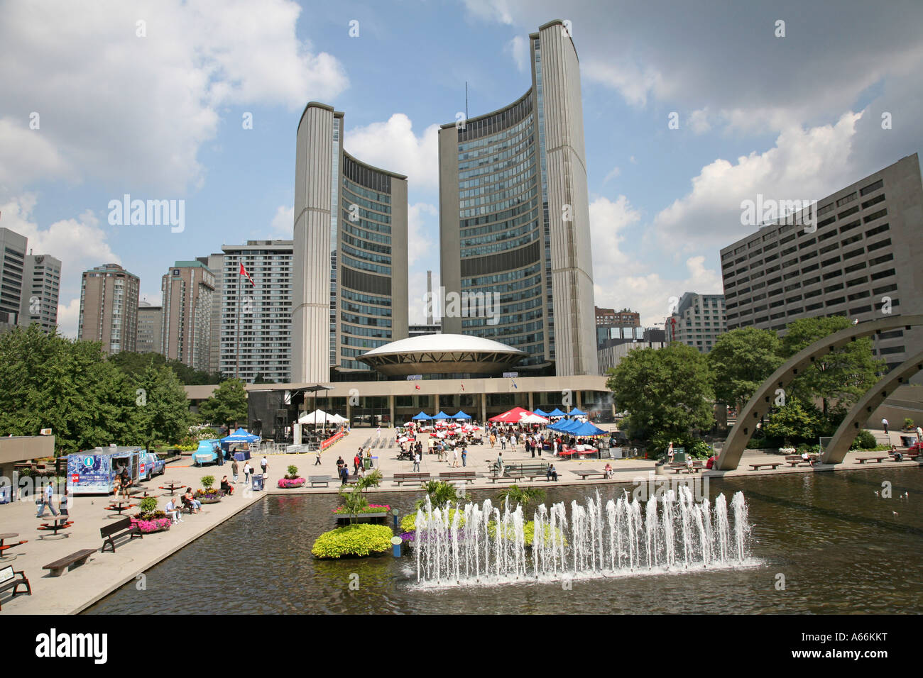 City of Toronto and Nathan Philips Square, Ontario, Canada Stock Photo ...