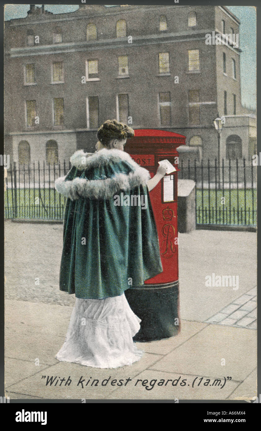 Lady Posts Letter 1906 Stock Photo - Alamy