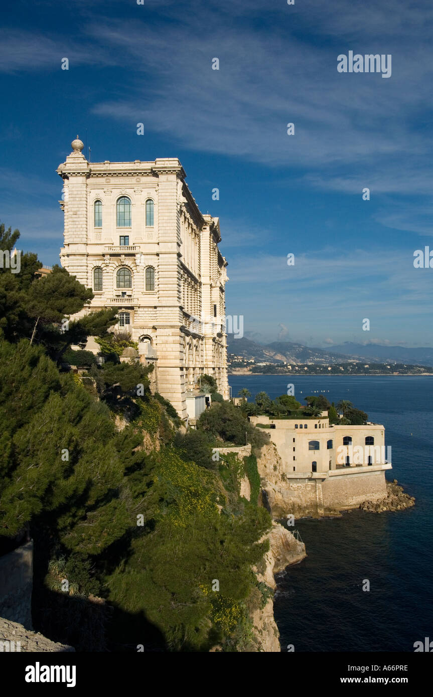 The Oceanographic Museum and Aquarium of Monaco perched on a cliff top ...