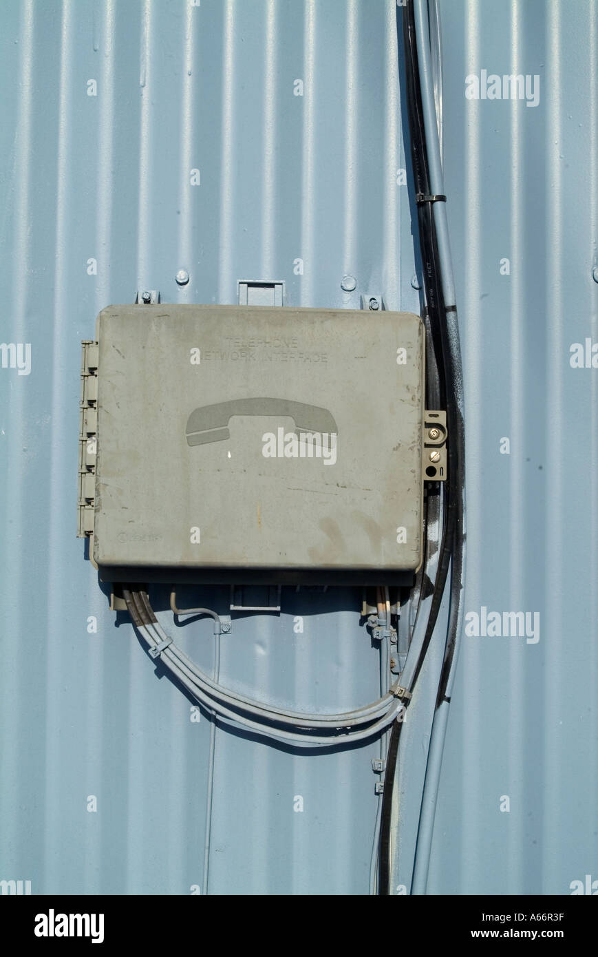 a business telephone junction box outside an office building Stock ...