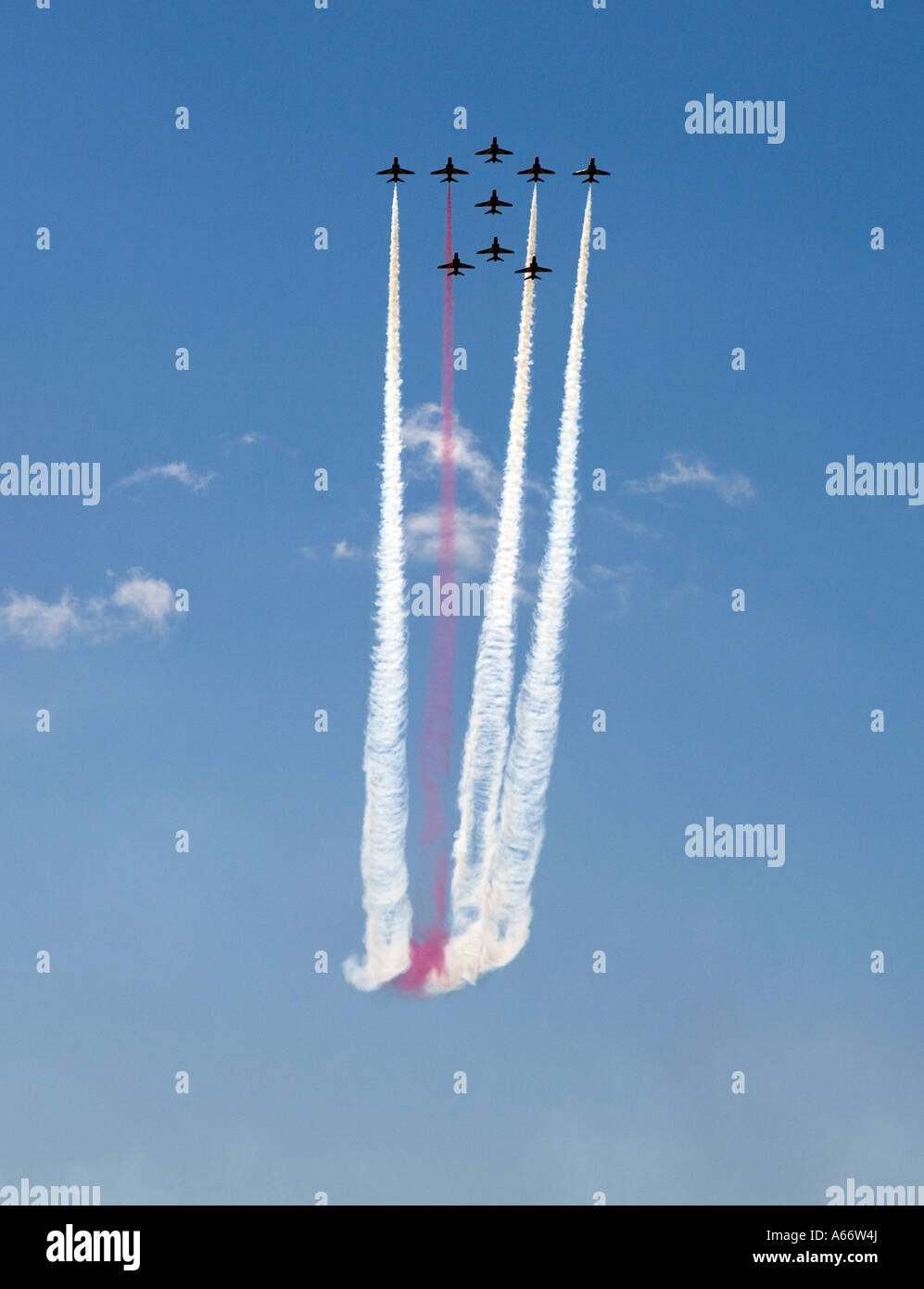 The Red Arrows in action Stock Photo - Alamy