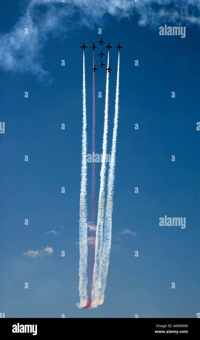 The Red Arrows in action Stock Photo - Alamy