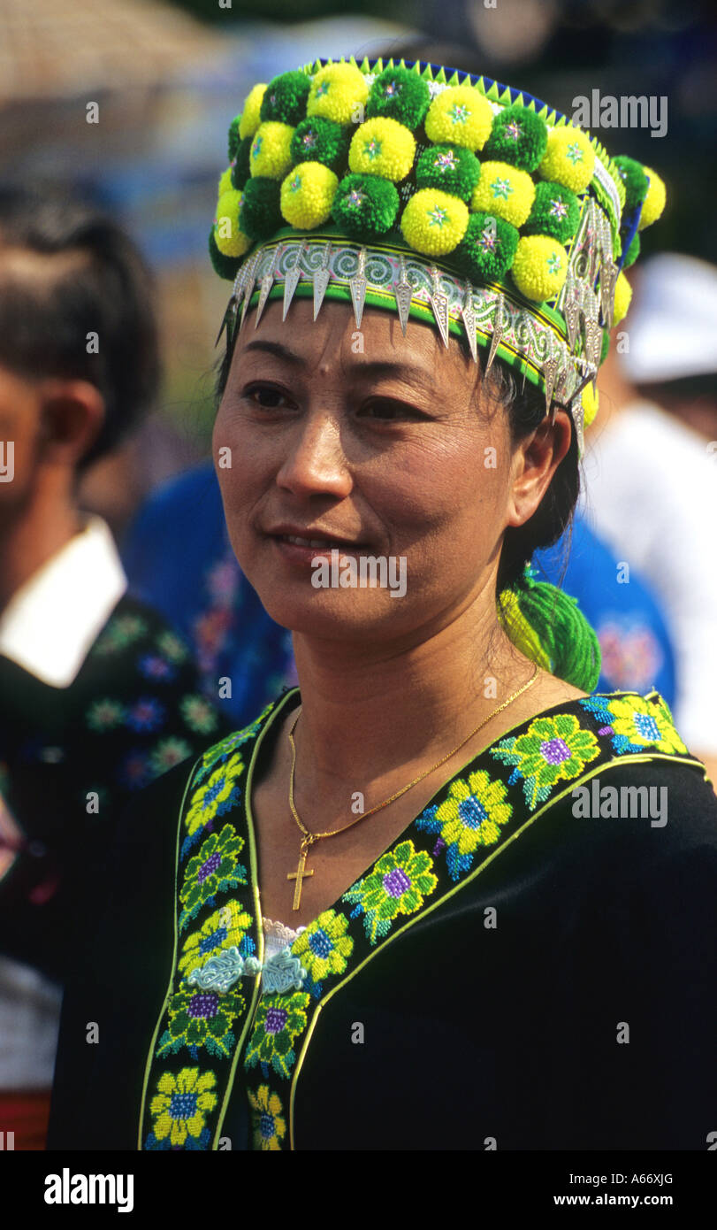 Lady of Hmong tribe,Chiang Mai,Thailand wearing Christian cross Stock ...