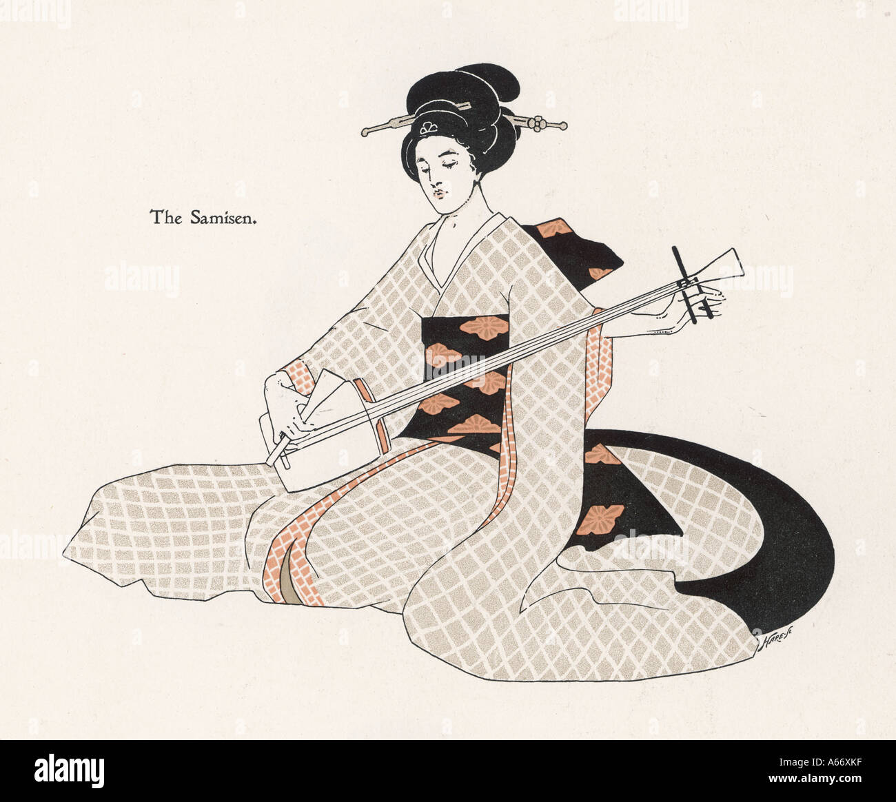 A japanese musician plays the samisen hi-res stock photography and ...