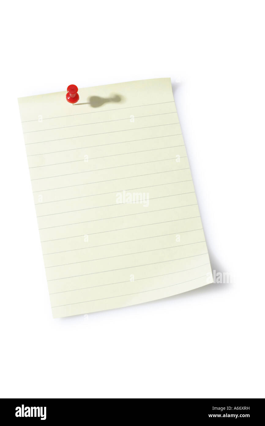 Paper with tack cut out on white background Stock Photo - Alamy