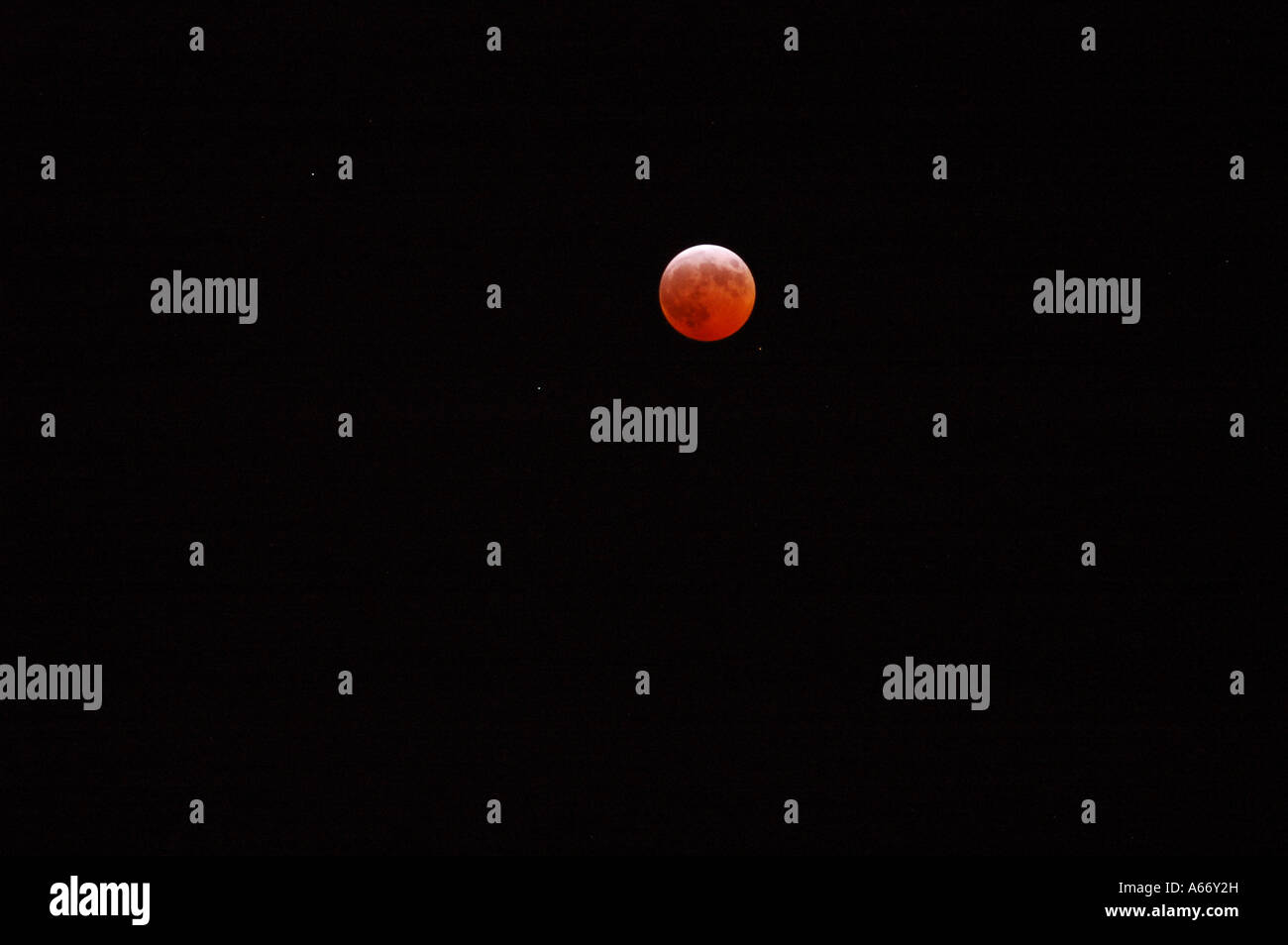Lunar eclipse of the night between 3 and 4 March 2007. Red moon Stock ...