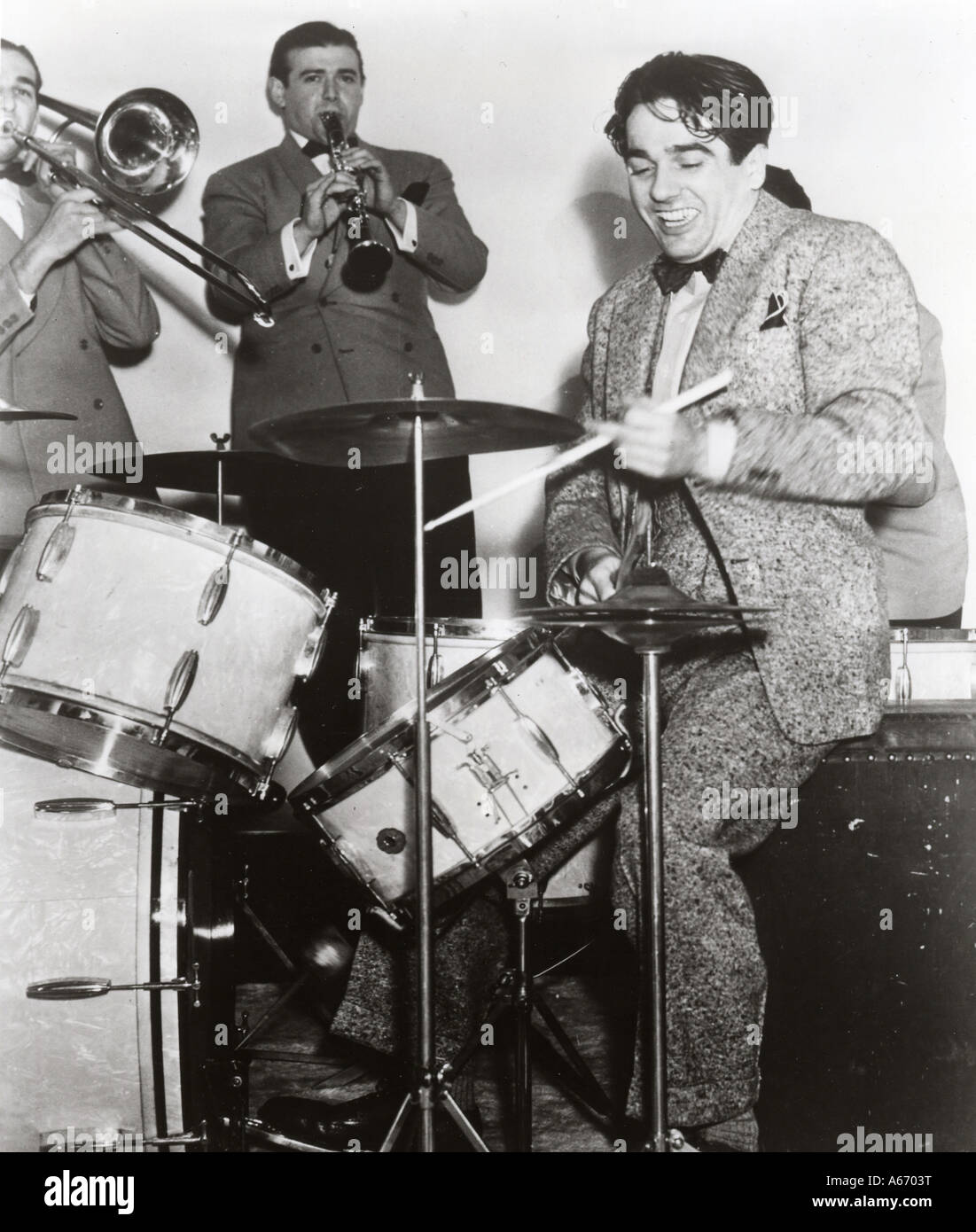 GENE KRUPA - US drummer and bandleader 1909 to 1973. Here with his own ...