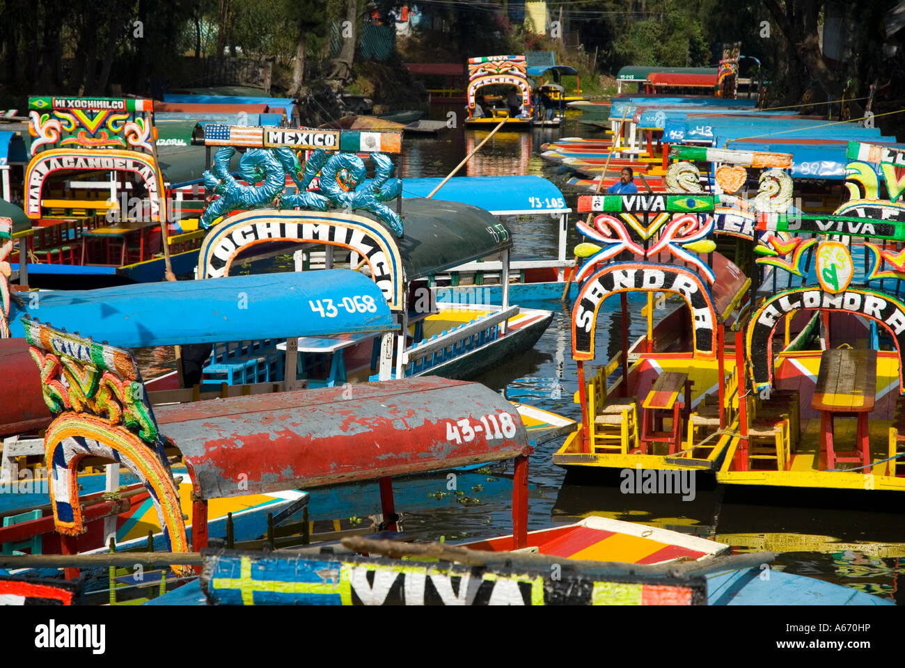 Embarcadero - Decorated Xochimilco boats - mexico city Stock Photo - Alamy