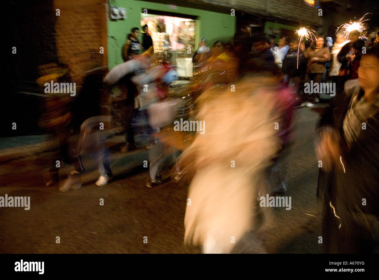 Nativity scene at christmas posada in the street - mexico city Stock ...