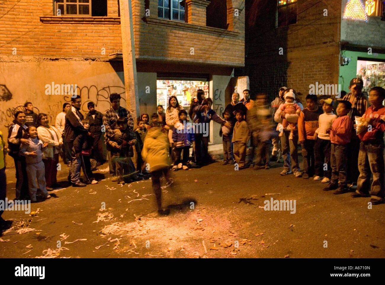 breaking the pinata - christmas game at night - mexico city Stock Photo ...
