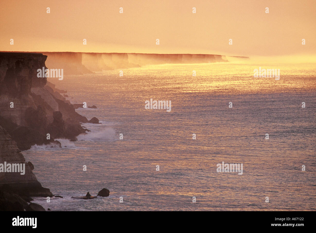 Great Australian Bight South Australia - Eroded sea cliffs at sunrise ...