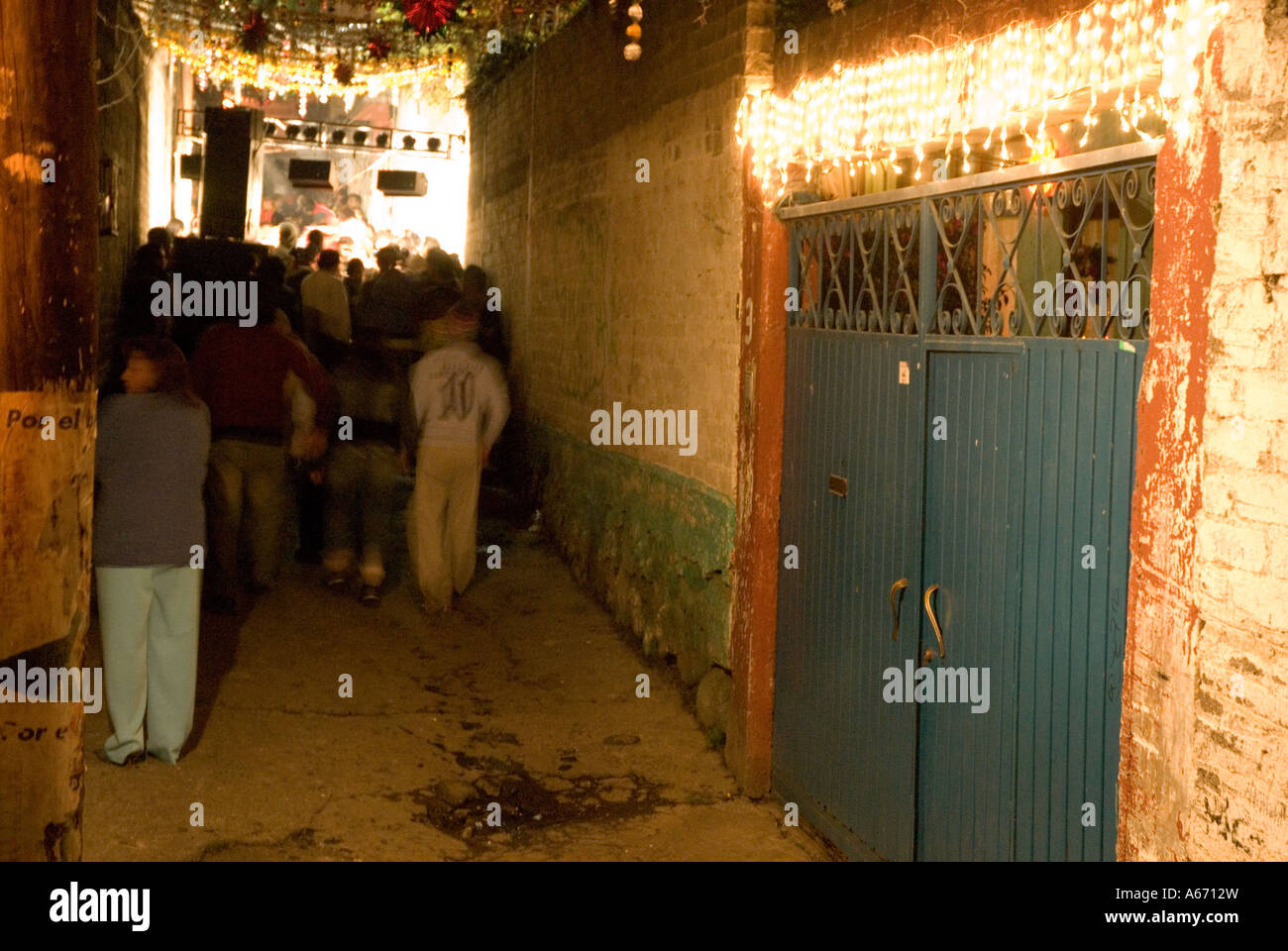 Disco party for the christmas posada in the street - mexico city Stock ...