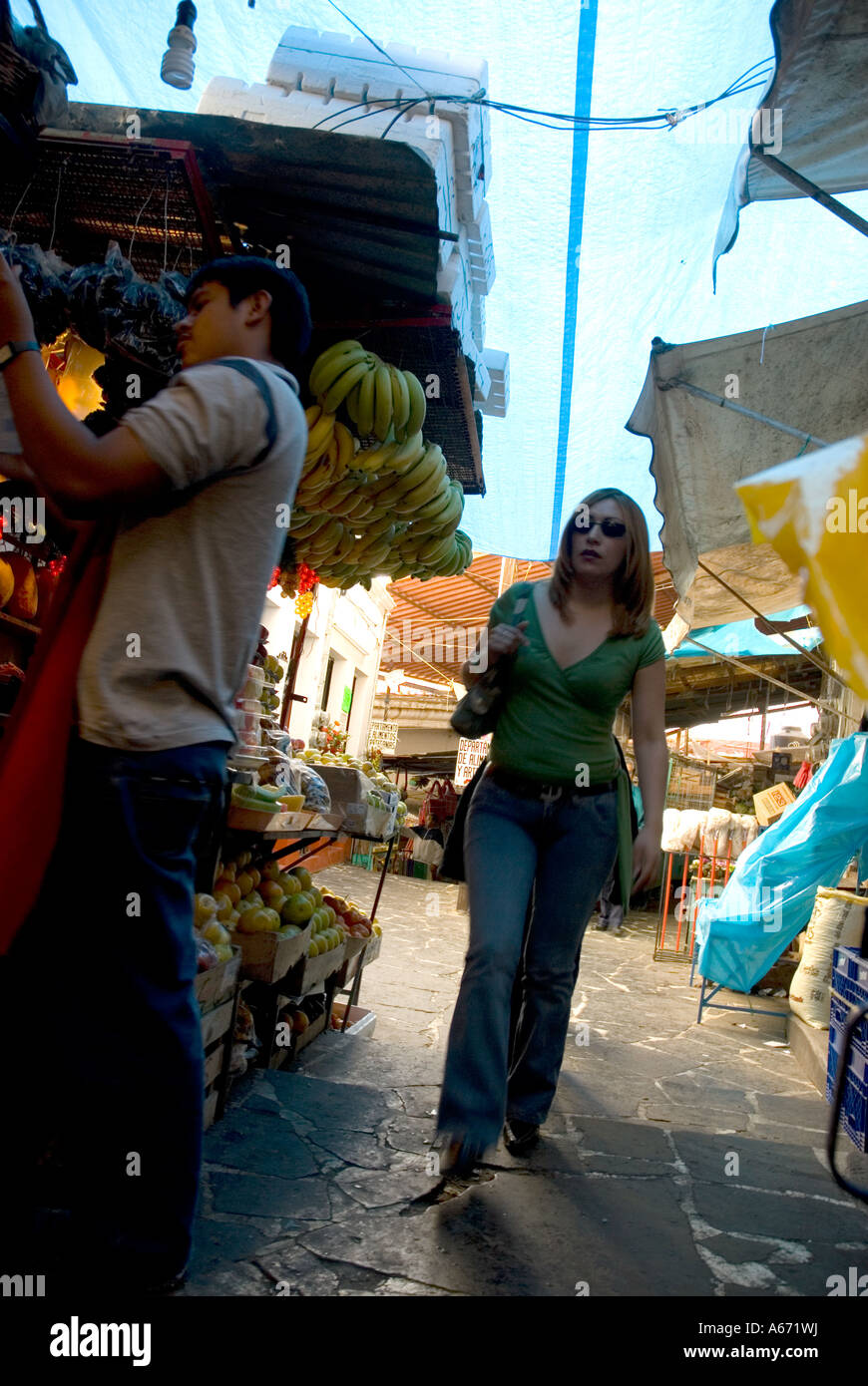 Taxco woman walking through the market - Mexico Stock Photo - Alamy