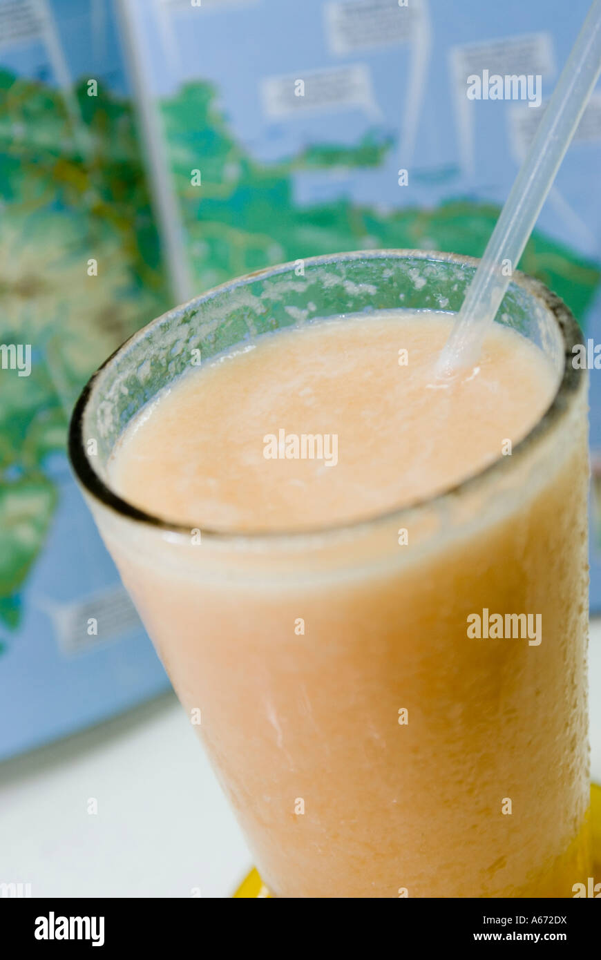 fresh fruit melon drink at local restaurant santo domingo dominican ...