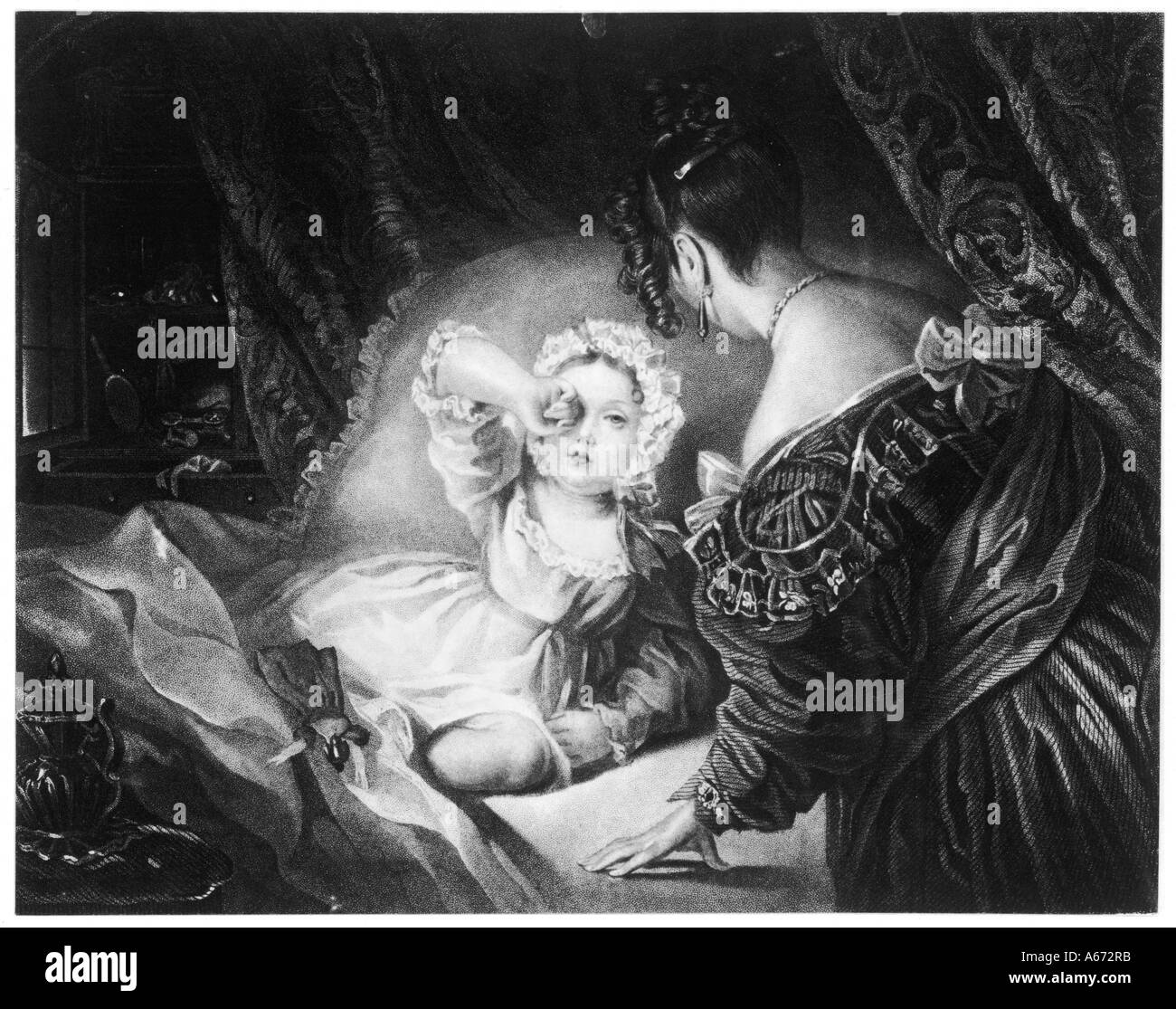 Young Girl Still Sleepy Stock Photo - Alamy