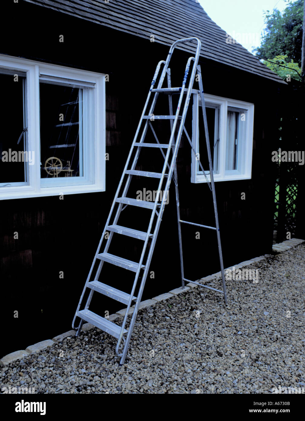 Folding aluminium step ladder Stock Photo - Alamy
