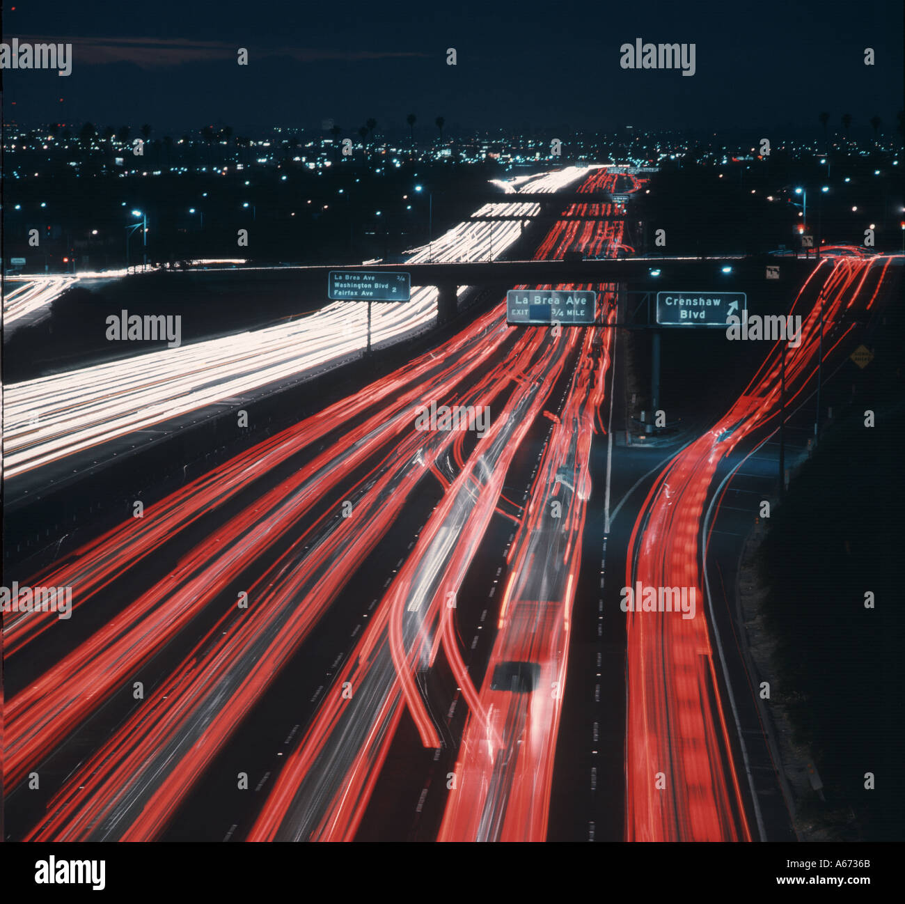 Los Angeles California freeway at night Stock Photo - Alamy
