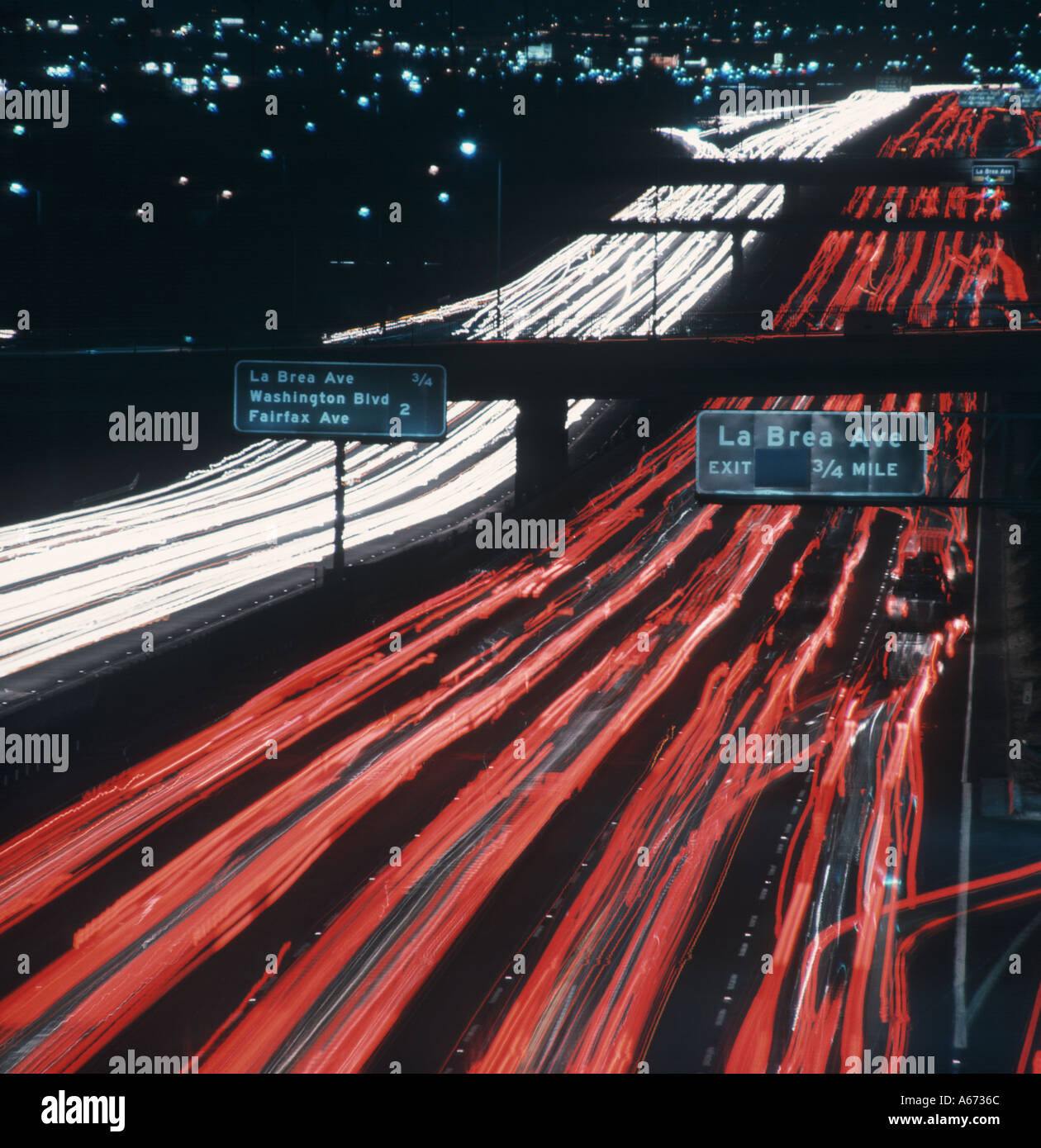 Los Angeles California freeway at night Stock Photo - Alamy