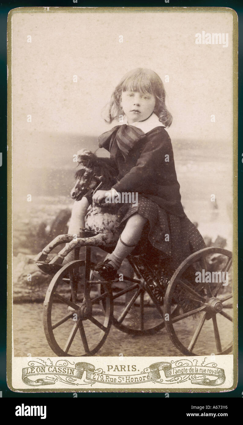 Boy On Toy Horse Stock Photo - Alamy